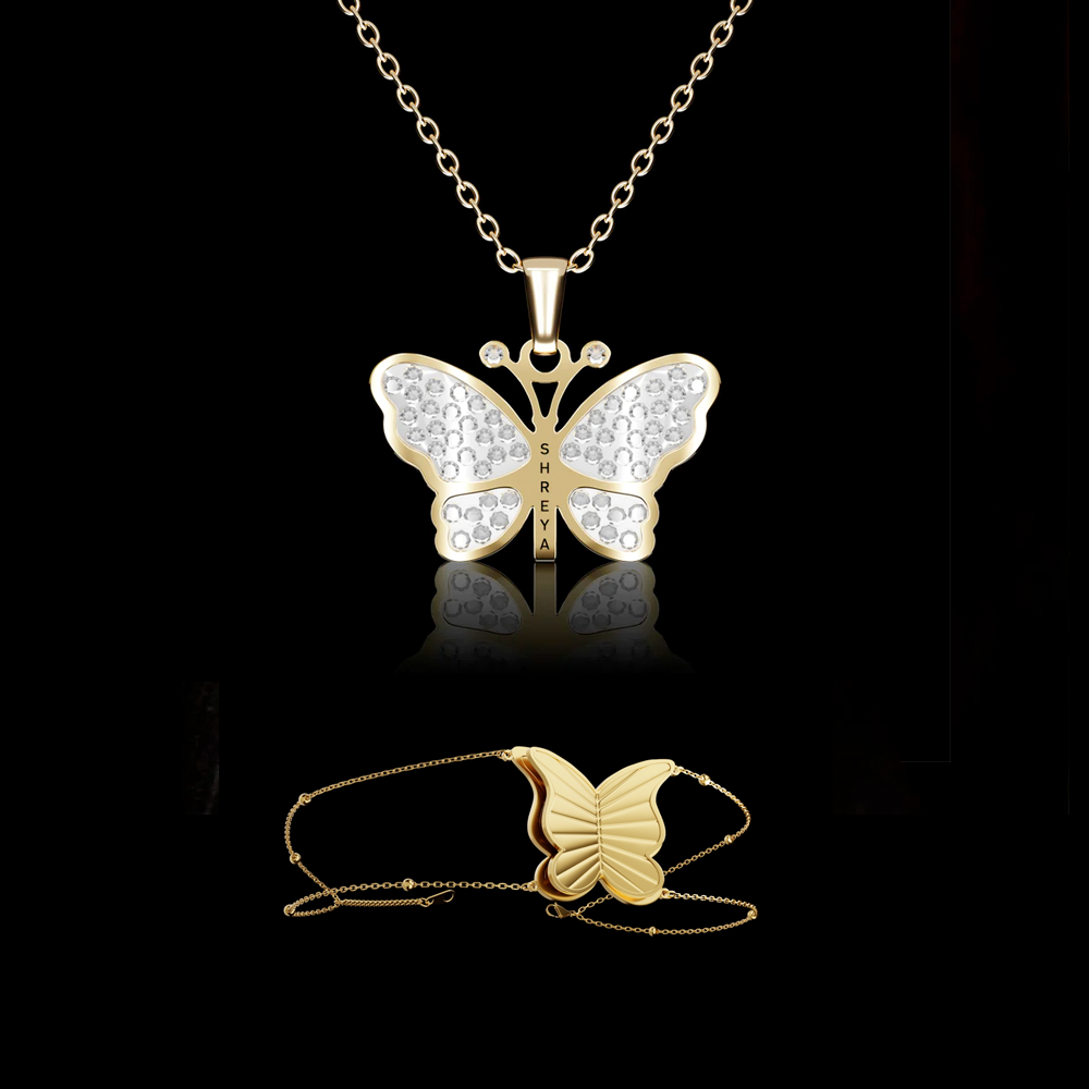 Buy Personalised Butterfly Jewellery Set Online - Etchcraft Emporium