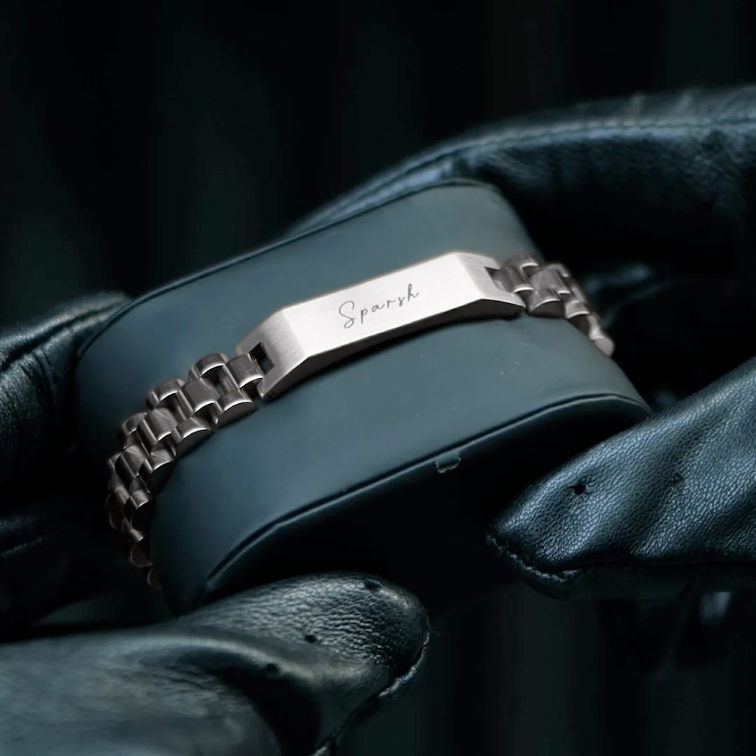 Buy Personalised Stark Silver Bracelet Online - Etchcraft Emporium